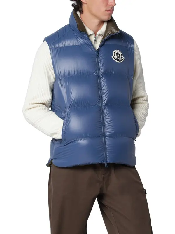 Moncler Padded Gilet In Nylon Laqu - Light Blue