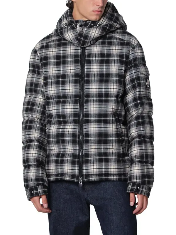 Moncler Down Jacket With Check Pattern - Black