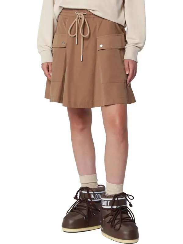 Moncler Cotton-blend Flared Cargo Skirt - Brown
