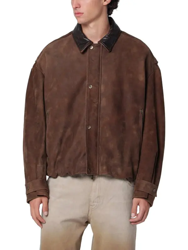 SALVATORE SANTORO Vintage-effect Suede Jacket - Brown