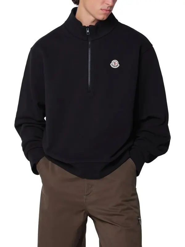 Moncler High Neck Half-zip Sweatshirt - Black