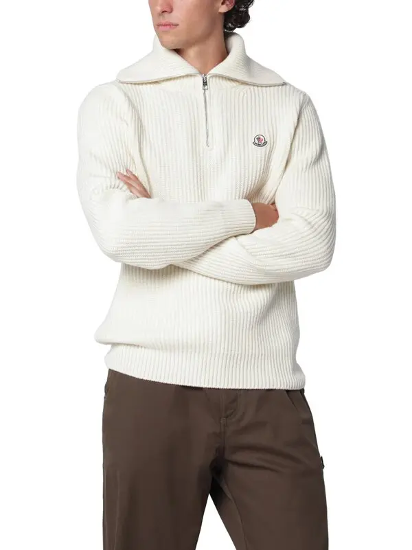 Moncler Ribbed Wool Jumper - Beige