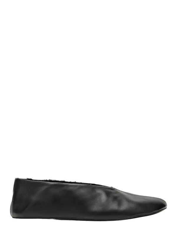 THE ROW Stella Ballerinas In Leather And Shearling - Black