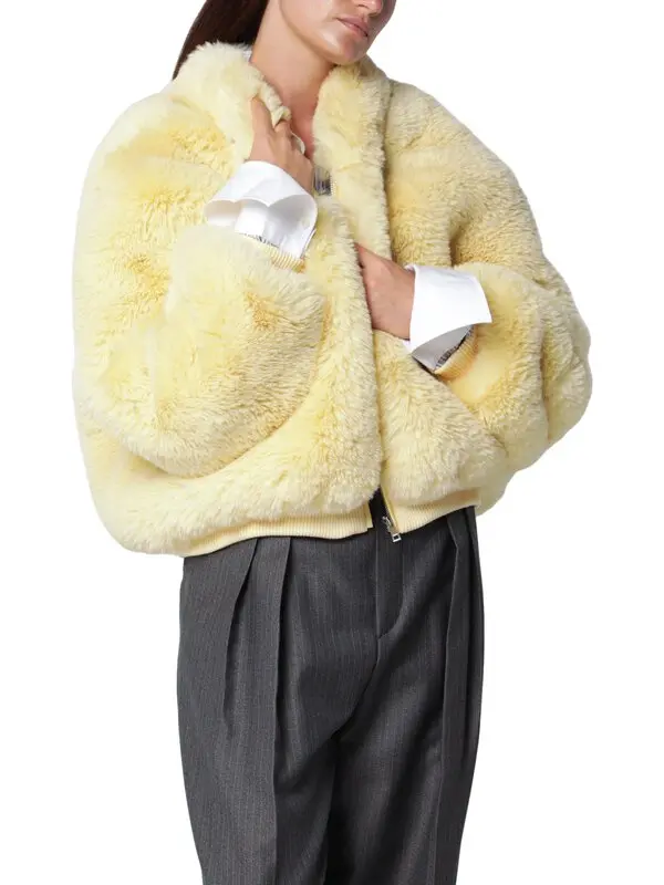 THE FRANKIE SHOP Faux Fur Bomber Jacket - Yellow