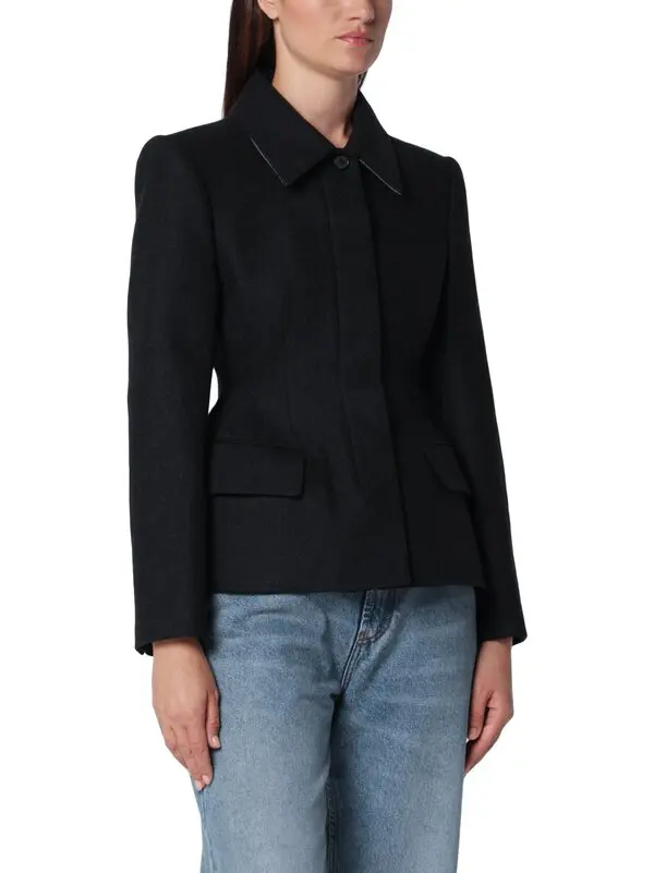 Source Unknown Single-breasted Wool Blend Jacket - Black