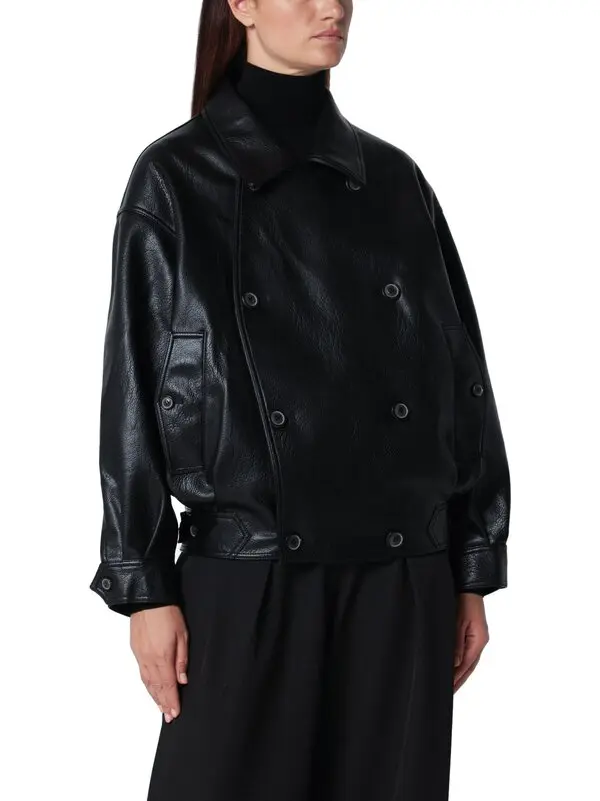 Source Unknown Faux Leather Double-breasted Jacket - Black