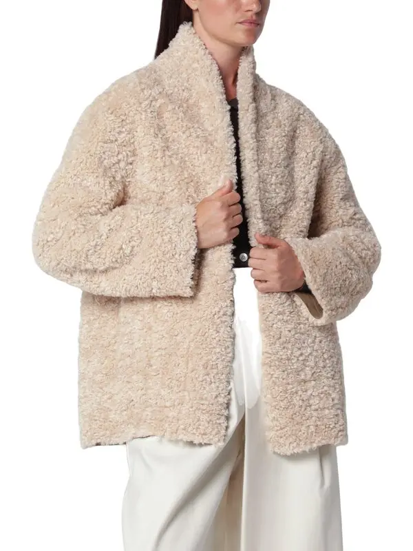 Source Unknown Manuela Teddy-effect Shearling Jacket - Beige