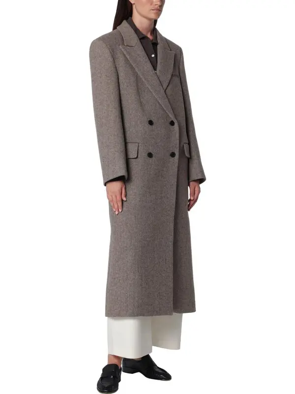 Source Unknown Reyna Double-breasted Herringbone Wool Coat - Beige