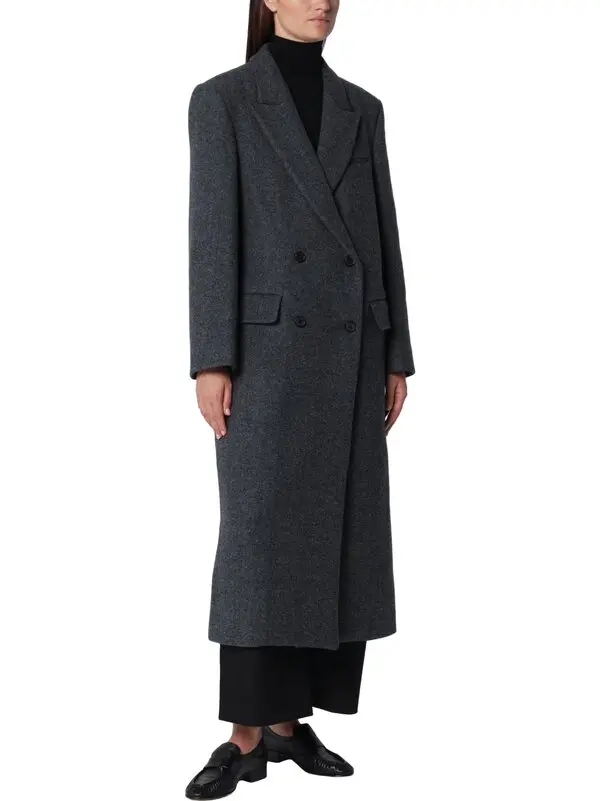 Source Unknown Double-breasted Herringbone Wool Coat - Grey