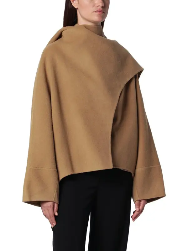 Source Unknown Oversized Wool Cloth Coat With Asymmetrical Panel - Beige