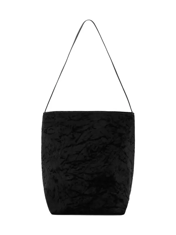 VALESQUE Velvet Bucket Tote Bag - Black