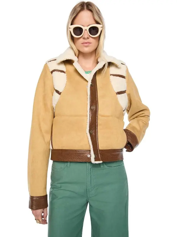 MOTHER The Tripper Puffer Mixed Media Jacket - Brown