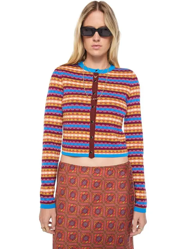 MOTHER The Lil' Cardigan Jacquard Shirt - Blue