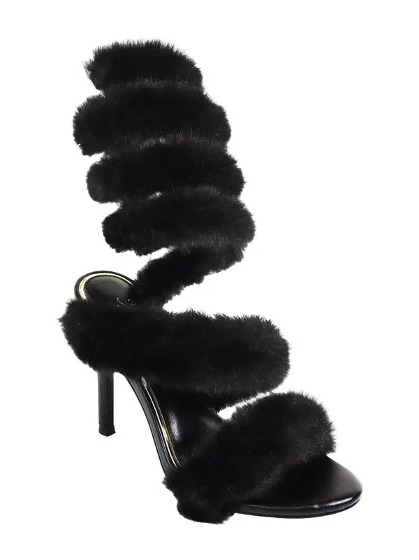 Frederick's Of Hollywood Allure Fluffy Stiletto Sandal - Black