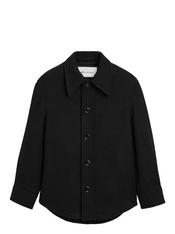 AMI Paris Wool Button-down Shirt Jacket - Black
