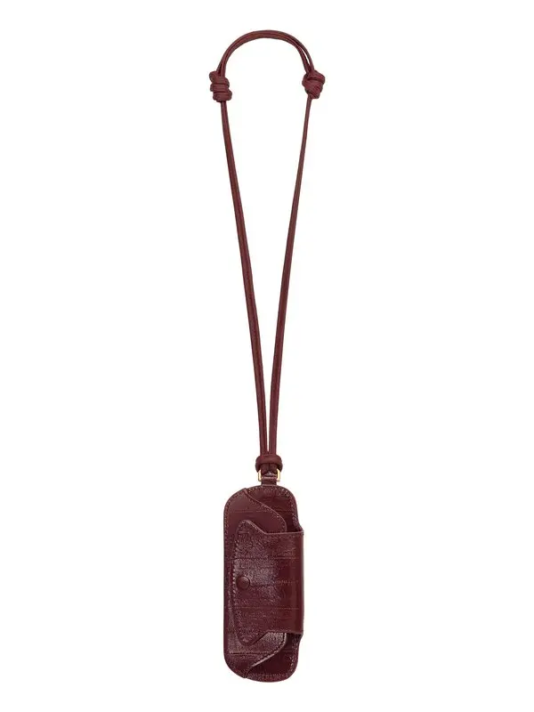 AMI Paris Burgundy Embossed Leather Glasses Case - Dark Cherry