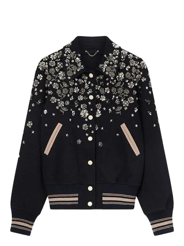 GOLDEN GOOSE Embellished Wool Bomber Jacket - Blue