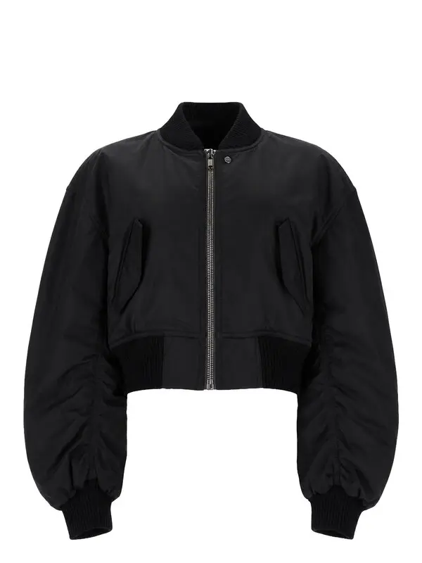 Rick Owens Cropped Flight Bomber Jacket - Black