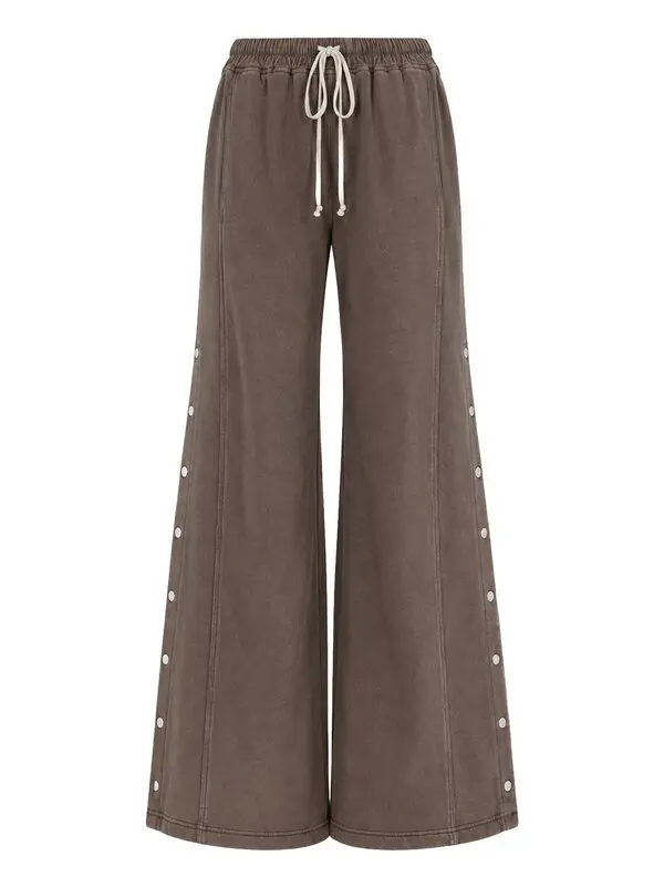 Rick Owens Wide Leg Snap Button Trousers - Brown