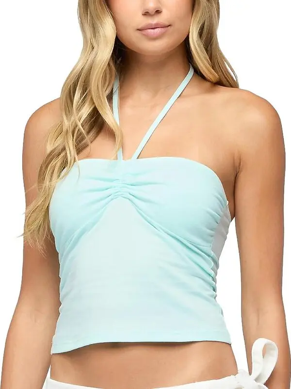 EDIKTED Ruched Halter Top - Aqua
