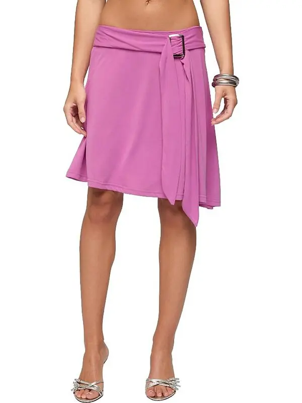 EDIKTED Fiori Buckle Asymmetric Midi Skirt - Pink