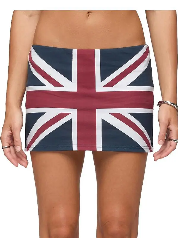 EDIKTED Union Jack Print Mini Skort - White