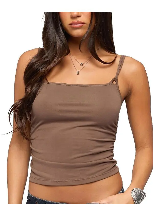 EDIKTED Dineo Knotted Tank Top - Brown