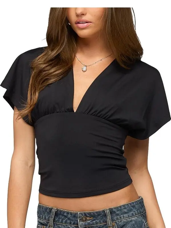 EDIKTED Salie Back Cutout Flutter Top - Black