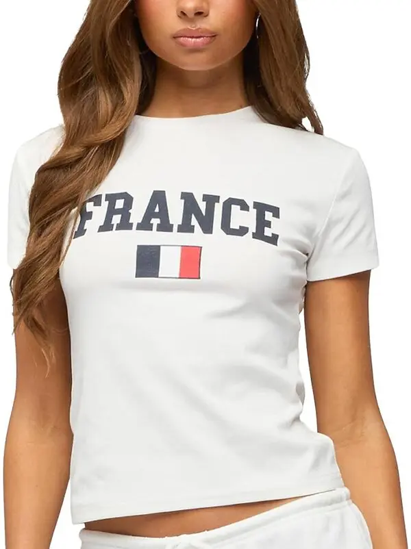 EDIKTED Crewneck France Graphic T-shirt - White