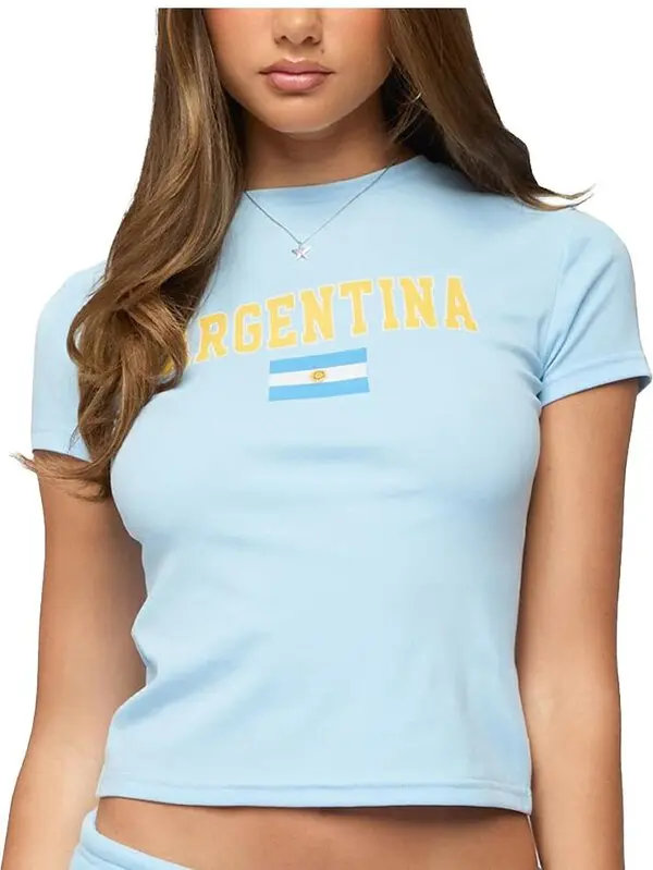 EDIKTED Graphic Print T-shirt - Light-blue