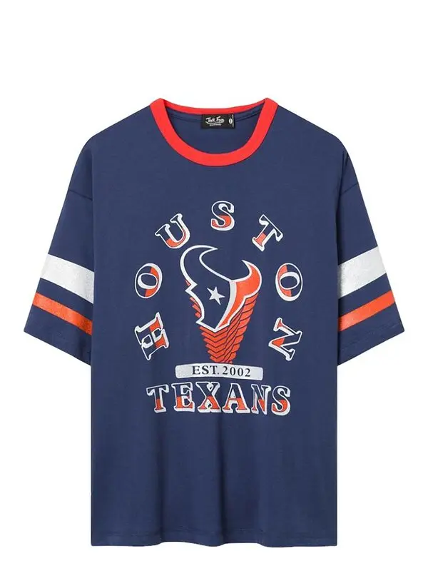 Junk Food Clothing Junk Food Houston Texans Glitter Boxy Ringer T-shirt - True Navy