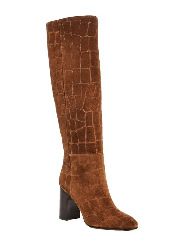 STUART WEITZMAN Embossed Suede Knee-high Boots - Walnut