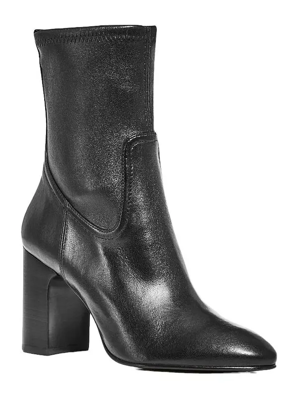 STUART WEITZMAN Mulberry Stretch Leather Ankle Boots - Black