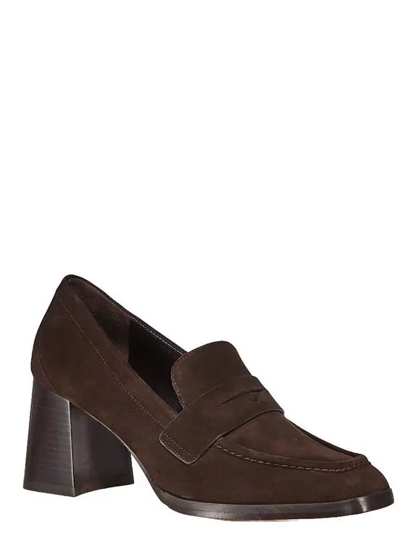 STUART WEITZMAN Vera Suede Loafer Pumps - Espresso Suede