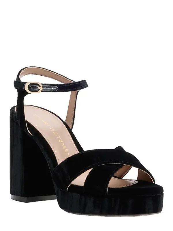 STUART WEITZMAN Dayna Velvet Platform Sandals - Black