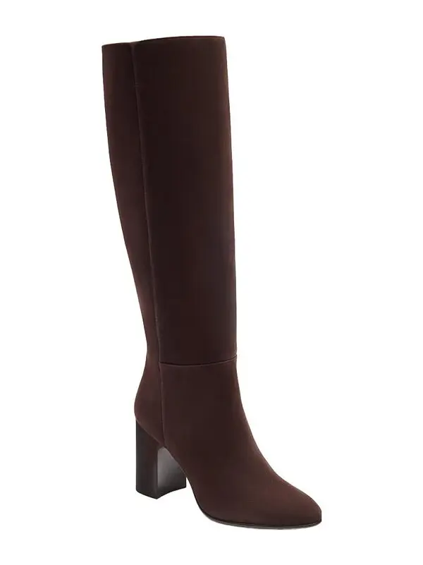 STUART WEITZMAN Knee High Suede Boots With Block Heel - Midnight