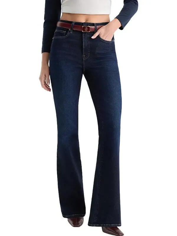 Good American Soft Tech Good Legs Flare Jeans - Indigo