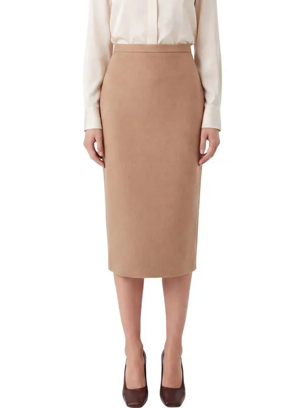 Max Mara Wool Knit Midi Pencil Skirt - Beige