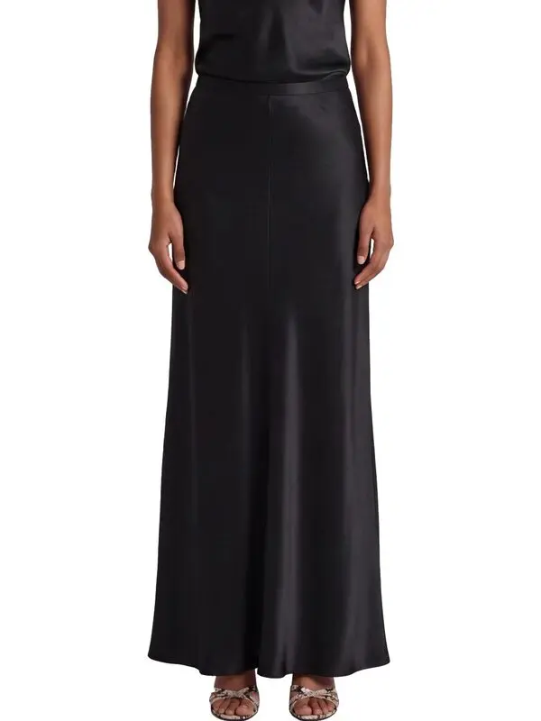 Alberta Ferretti High-waisted Satin Pencil Skirt With Asymmetrical Hem - Black