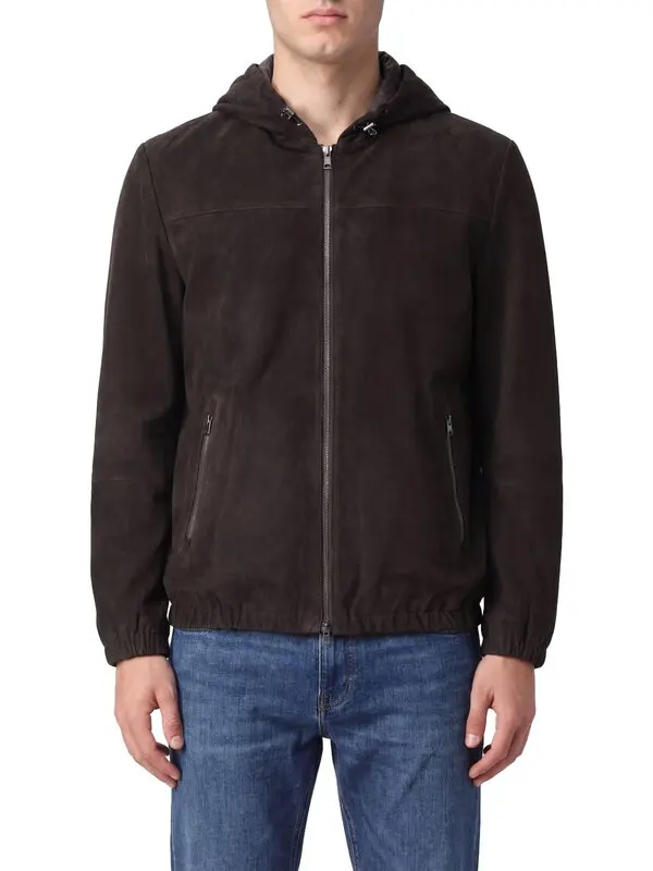 Herno Hooded Suede Leather Jacket - Brown