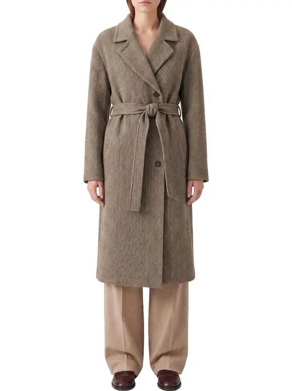 Brunello Cucinelli Chevron Wool Coat - Camel