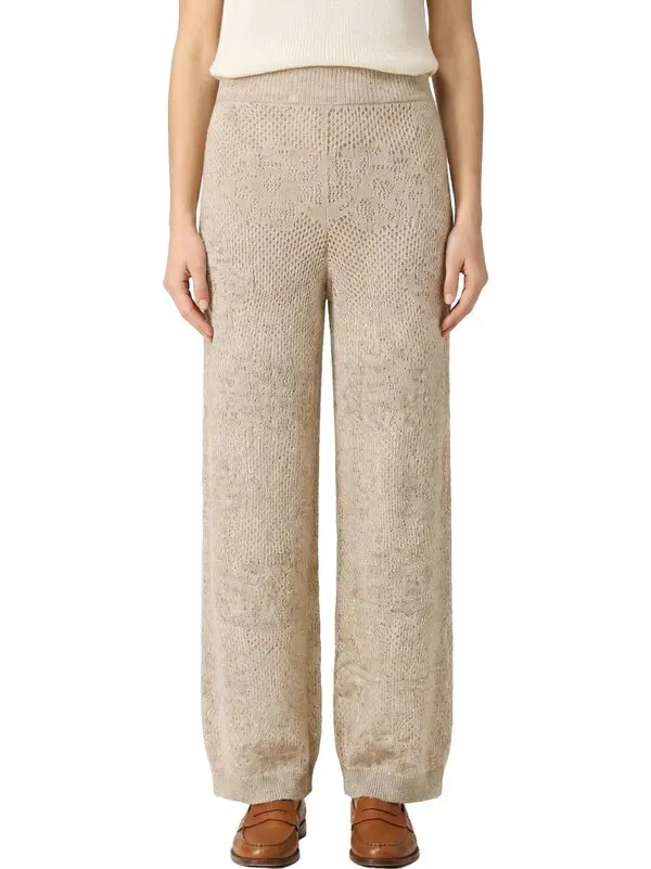 Brunello Cucinelli Sequin-embroidered Wool-knit Trousers - Beige