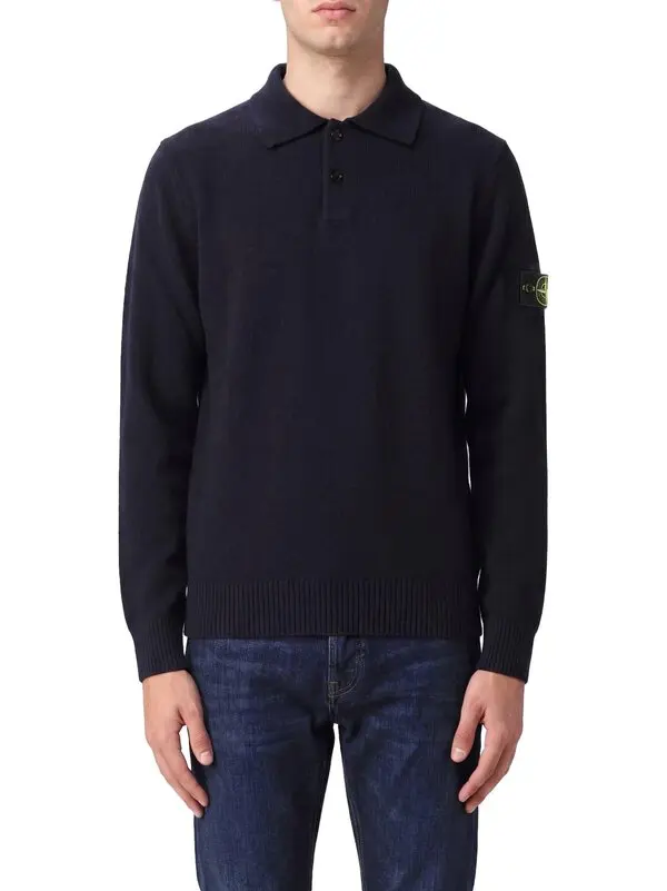 Stone Island Long-sleeved Pure Virgin Wool Knit Jumper - Navy