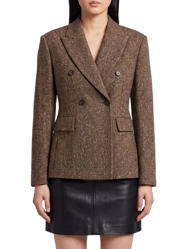 Brunello Cucinelli Double-breasted Wool Blend Blazer - Brown