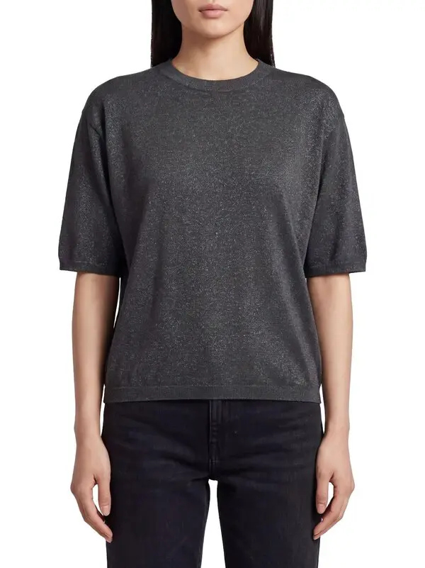 Brunello Cucinelli Ribbed Knit Short Sleeve Pullover - Lead