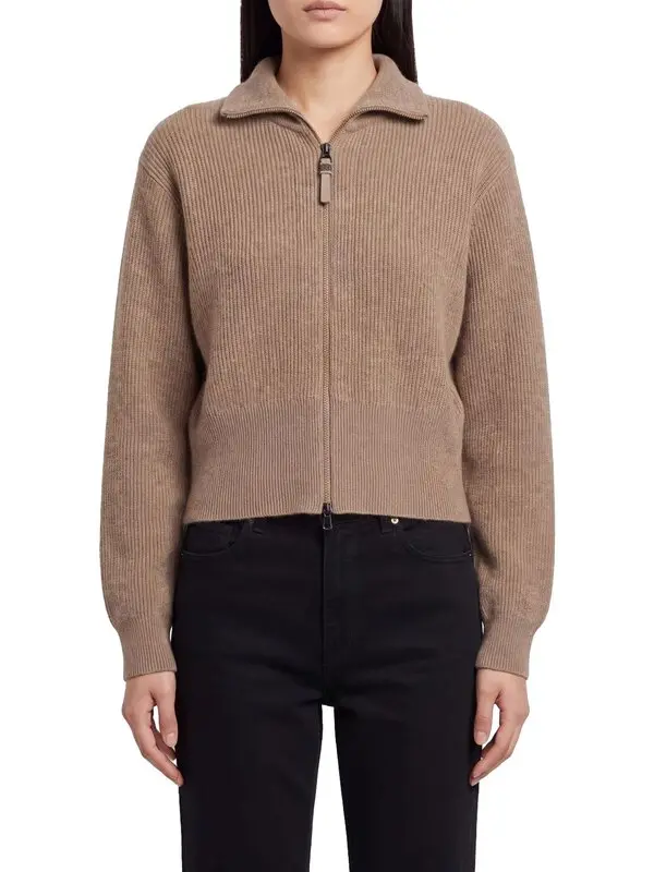 Brunello Cucinelli Ribbed Zip-up Sweater - Camel