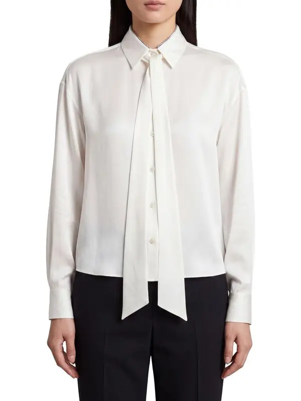 Brunello Cucinelli Shirt With Tie Detail - White