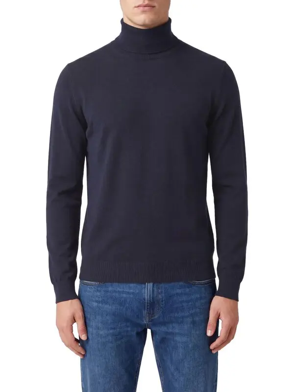 Tagliatore 100% Wool Turtleneck Jumper - Blue