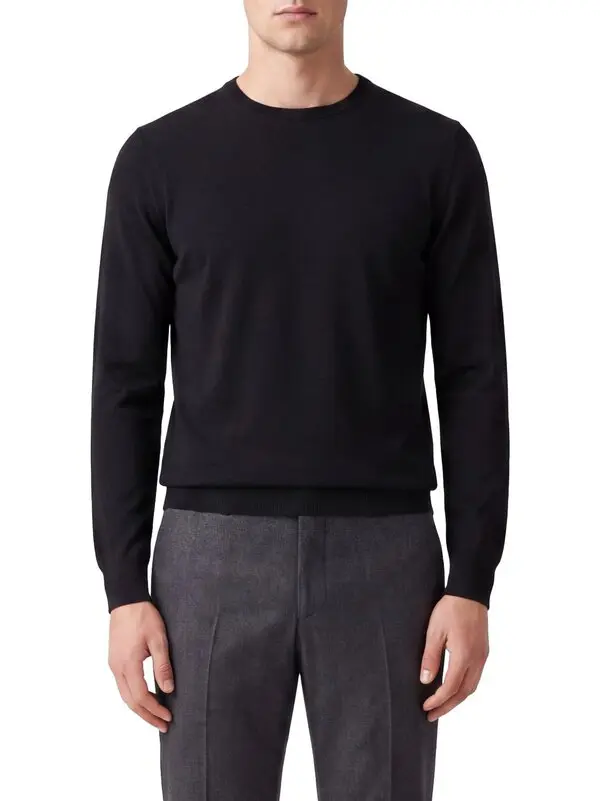 Tagliatore 100% Wool Crew Neck Jumper - Black