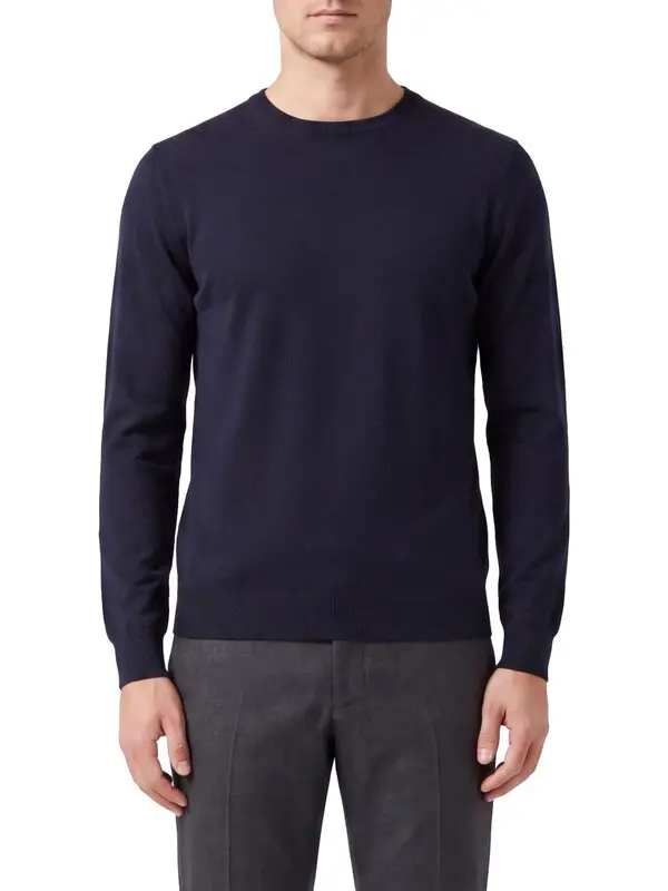 Tagliatore 100% Wool Crew Neck Jumper - Blue